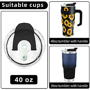 AiHeart 30/40 oz Tumbler Replacement Lids,2pack Spill Proof Straw Lids for YETI,Old Style RTIC,Ozark Trail and More,for Travel Tumblers,Stainless Steel Tumblers,Straw and Sippy Friendly(Black)