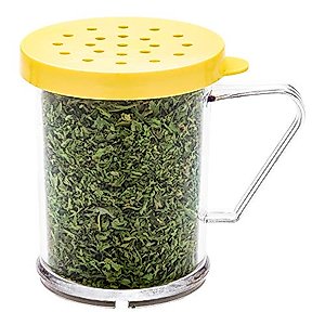 Restaurantware 10 oz Clear Plastic Dredge Spice Shaker - Restaurant Style - Polycarbonate - Yellow Coarse Lid - Seasoning, Sugar, Spice Shaker - 1ct Box - RW Base,Clear