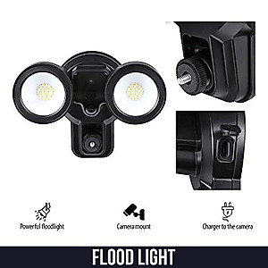 Wasserstein 3-in-1 Wired Floodlight, Charger and Mount Compatible with Blink Outdoor & Blink XT2/XT Camera - 2000 Lumens Powerful Floodlight (Black) (Blink Camera NOT Included)