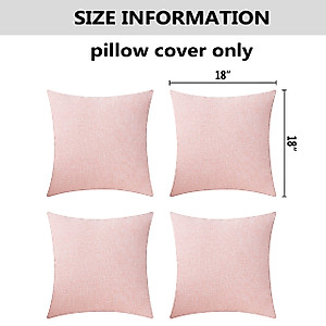 Home Brilliant Pillow Covers 18x18 Set of 4 Farmhouse Decorative Throw Pillow Covers Burlap Linen for Couch Sofa Garden Indoor, 18 x 18 inch, Burgundy