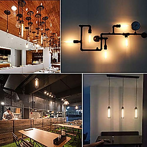 Adshen-US T10 LED Tubular Light Bulbs,Warm White 2700K,6W Dimmable Tube Vintage Led Filament Bulbs 60 Watt Equivalent,E26 Medium Base,LED Edison Bulb for Desk Lamp,Pendant Lights,4-Pack