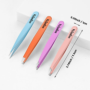 Velodios Tweezers for Women and men, Professional Precision Tweezers for Eyebrows, Pointed and Slant Tweezers for Facial Hair, Splinter and Ingrown Hair Removal, Stainless Steel Tweezers Set