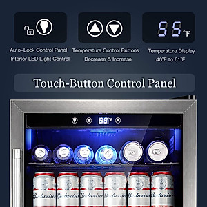 Antarctic Star Beverage Refrigerator Cooler - 120 Can Mini Fridge Glass Door for Soda Beer or Wine Small Drink Dispenser Clear Front for Home, Office or Bar,4.5cu.ft.（Black）