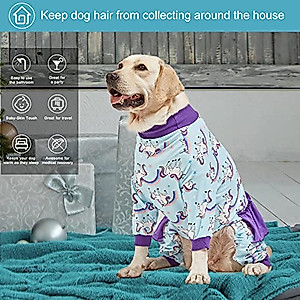 LovinPet Big Dog Onesie Pitbull, Unicorn Dog Shirt, Magical Unicorn Rainbow Print, Lightweight Stretchy Knit Pullover Large Puppy Pajamas, Large Breed Dog Jammies, Pet PJ's/XXL