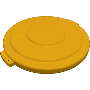 SPARTA Bronco Waste Container Trash Can Lid, Round Trash Bin for Disposal, 32 Gallons, Yellow, (Pack of 4)