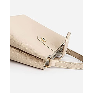 TIJN Crossbody Handbag for Women Top-Handle Leather Fashion Mini Tote Shoulder Bag Medium Size Retro Bucket Bag.cream (Guna)