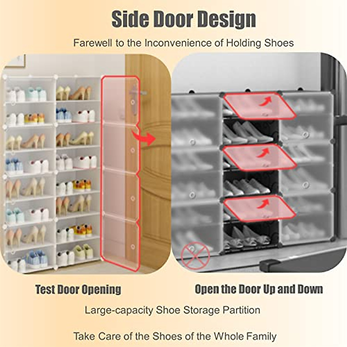 DYRABREST Portable Shoe Rack Shoe Storage Shelf Organizer with Transparent Cover Multifunctional Shoe Cabinet DIY Free Standing Shoes Rack for Entryway