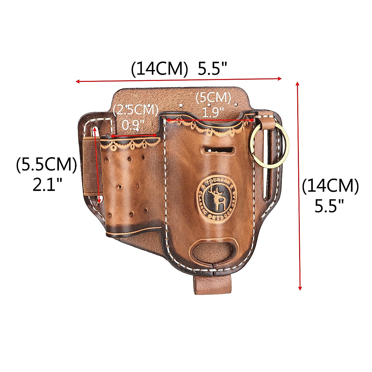 Tourbon Leather EDC Pouch for Belt Multitool Sheath Folding Knife Pocket Tool Organizer with Flashlight Holster Pen Holder