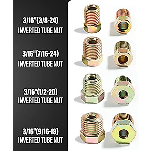 YAKEFLY 25 Ft Flexible Tube Line Roll,1/4" Brake Line Tubing Kit,Copper Coated Alloy Brake Line Tubing Coil with 16 Inverted Flare Fittings,Fuel Line Coil(Silver)