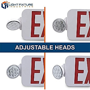 LFI Lights | UL Certified | Hardwired Red Compact Combo Exit Sign Emergency Egress Light | High Output | Remote Head Capable | COMBOJR2RWRH