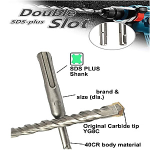 SDS Plus Rotary Hammer Drill Bit 1/4 in. x 6 in. Masonry Concrete Rock Drill-5Pcs