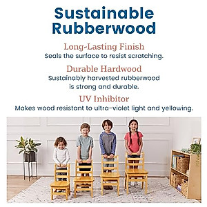 ECR4Kids Three Rung Ladderback Chair, 16" Seat Height, Classroom Seating, Honey, 2-Pack