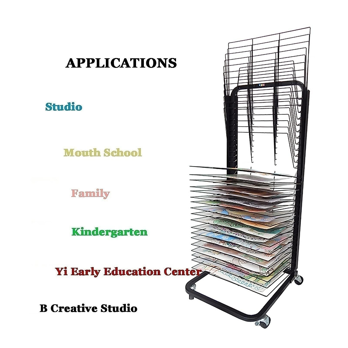 Art Drying Rack for Classroom Paint Drying Rack Functional&Mobile Paint Drying Rack Mobile Classroom Painting Artwork Drying Rack With Wheels Ideal For Schools&Art Clubs(20/25/30/35 Floors??35flo