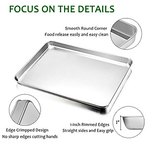 Baking Sheet with Rack Set, E-far Stainless Steel Baking Pans Tray Cookie Sheet with Cooling Rack, 16 x 12 x 1 inch, Non Toxic & Healthy, Rust Free & Dishwasher Safe - 4 Pieces (2 Sheets + 2 Racks)