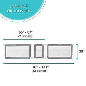 Summer Infant Custom Fit Walk-Thru Extra Wide Pet and Baby Gate, Fits Openings 65” - 87” (2 panels) or 87” - 141” (3 panels), 30” Tall, Install In-between Rooms or Doorways - Grey