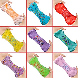 JOYIN 56 Pcs Slime Supplies DIY Slime Kit Making Set for Kids, Kids Art Craft with 18 Slime and 38 Accessories, Fruit Slices, Foam Balls, Cutting Tools, Soft Clay, Glitter Tubes, Fidget Toy