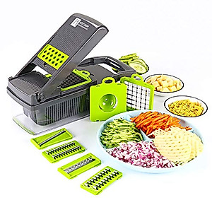 PJ Kitchen Accessories Smart Vegetable Chopper with Mandoline Slicer - Food & Veggie Cutter, Dicer for Onion, Potato & fruits Gray