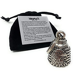 Bravo Bells US Flag Eagle Bell - Biker Bell Accessory or Key Chain for Good Luck on the Road