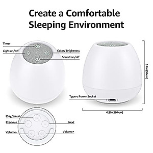 Baby Sound Machine，BGOVERSS White Noise Machine for Baby Sleeping with Night Light, Toddler Sleep Trainer with 24 Soothing Sounds, White Noise Soother with Timer, App Remote Control for Kids'Room Grey