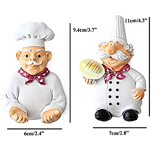 NewFerU Cute Adhesive Resin Fat Chef Utility Wall Hook Rack Hanger Sticky Cable Plug Holder Art Décor Storage Organizer Set for Coat Clothes,Towel,Wreath,Key,Garage,Kitchen,Bathroom,Kids Room (H+F)