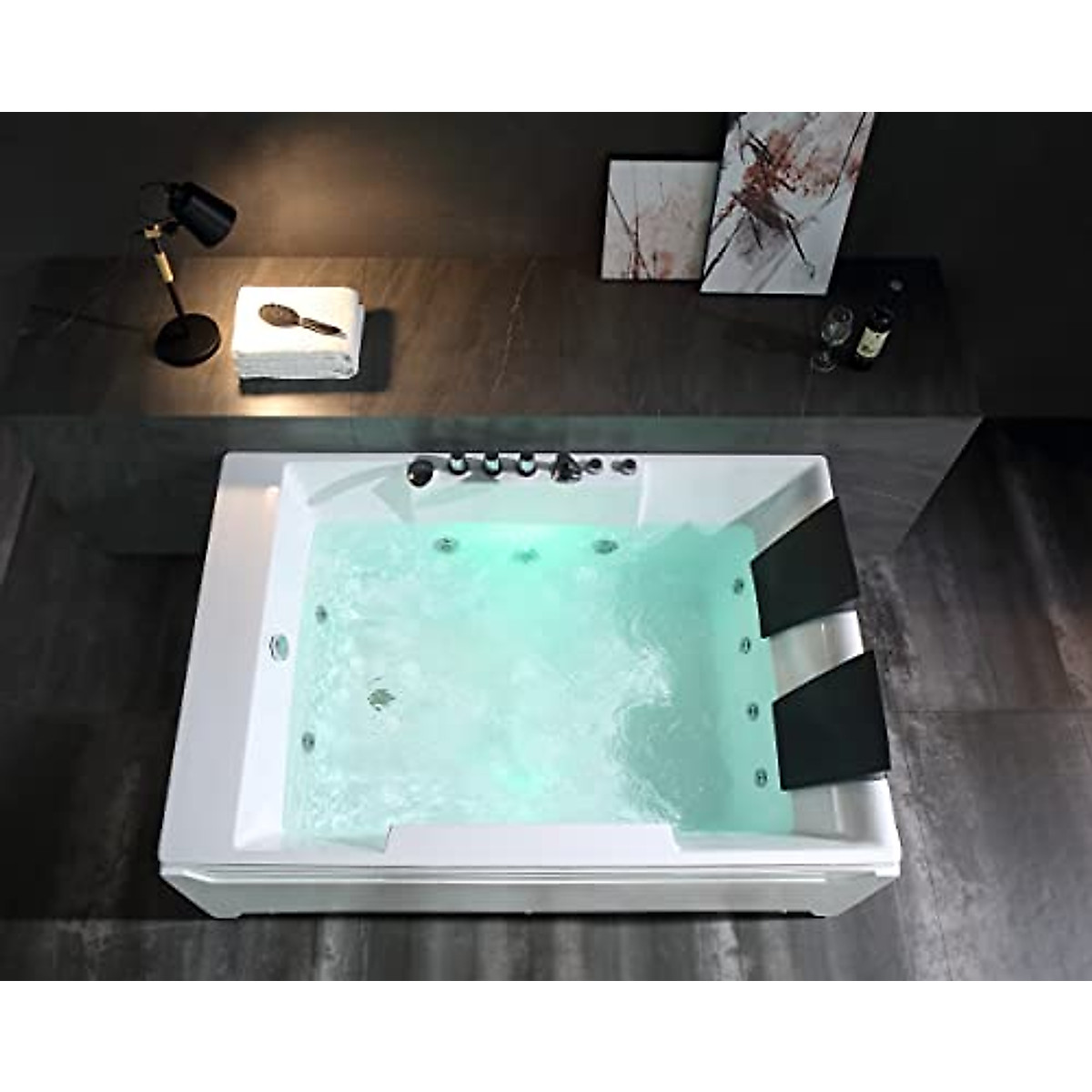 Empava 72-Inch Left Drain Rectangular Alcove Whirlpool Bathtub in White Model 2022