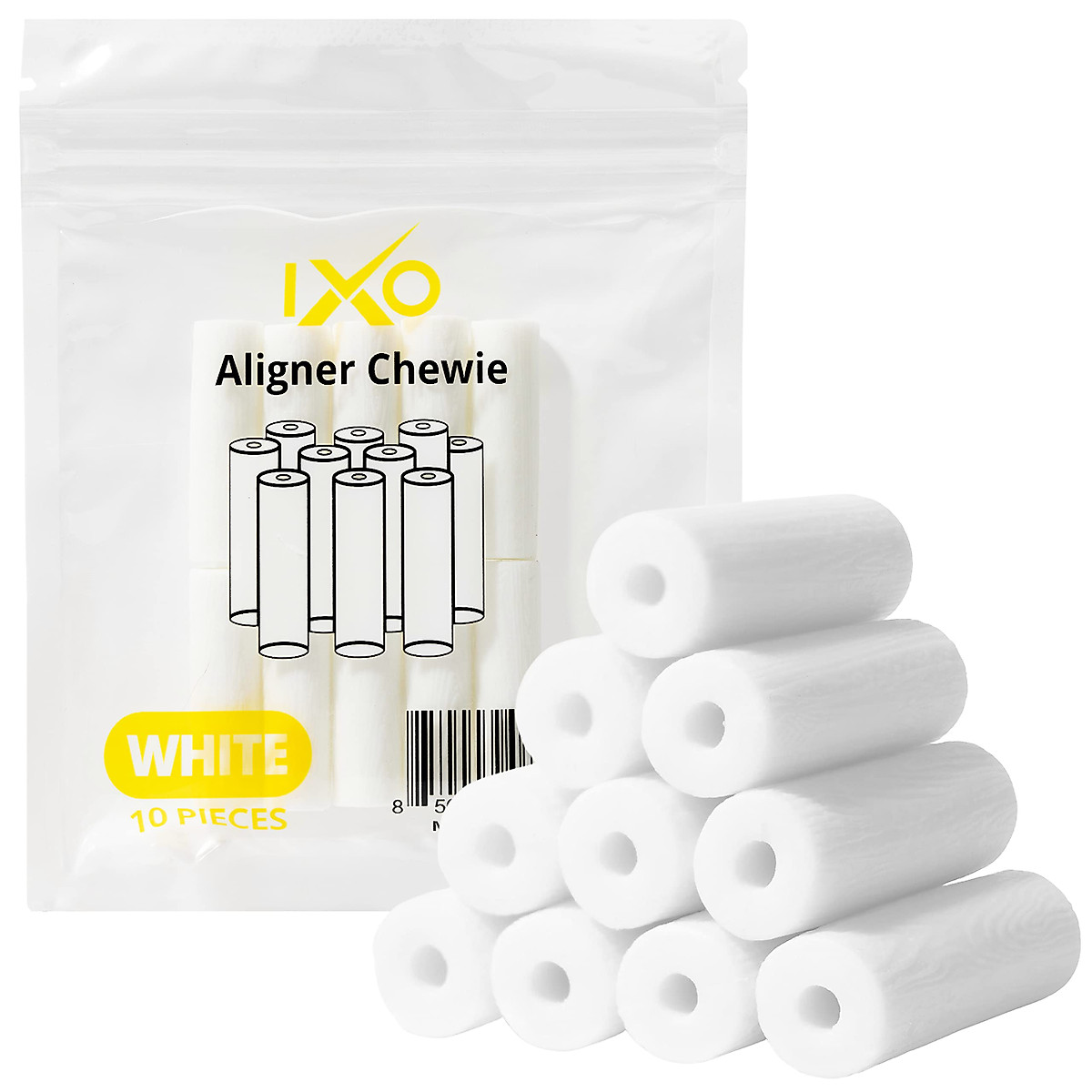 IXO Aligner Chewies for Invisalign Aligners - Chewies Invisalign Accessories for Retainers, Aligner Chewies for Invisalign Trays, Orthodontic Chewies in Resealable Bag - 10 Pack - Unscented