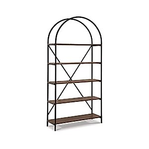 Signature Design by Ashley Galtbury Mixed Media Modern 5 Shelf Bookcase, Brown & Black