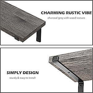 QEEIG Grey Floating Shelves 24 inches Long Bundle (Contains 2 Items)