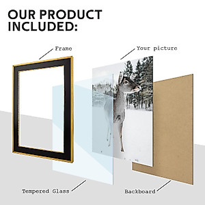 AUEAR,16x20 Picture Frame for 16x20 Photo Without Mat,Vintage Style,Wall Mounting (Black and Classic Gold)