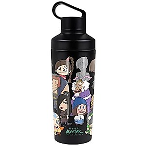 Avatar The Last Airbender OFFICIAL Avatar Group Chibi 18 oz Insulated Water Bottle, Leak Resistant, Vacuum Insulated Stainless Steel with 2-in-1 Loop Cap