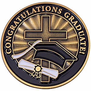 Congratulations Graduate Christian Coin, Religious Graduation Pass Along Token of Rejoicing, for High School, College, and Graduate School, Antique Gold-Color Plated Daniel 1:17 Gift