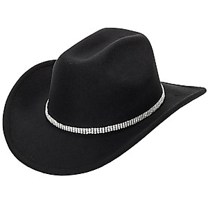 Glitter Silver Black Cowboy Hats for Women - Western Sparkly Rhinestone Cowgirl Hat for Ladies