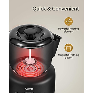 AEVO Milk Frothing Machine, Automatic Electric Milk Warmers and Foam Maker, Dishwasher Safe Detachable Pitcher, Milk Steamer and Frother, 4 Modes for Lattes, Cappuccinos, Hot Chocolate, and More
