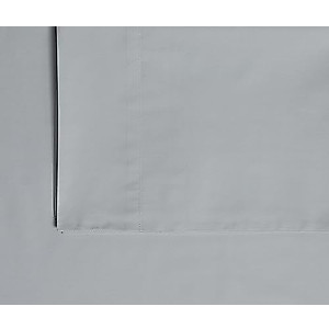 Tribeca Living Cotton Percale Full Size Bed Sheet Set, 300 Thread Count, Extra Deep Pockets, Soft Grey