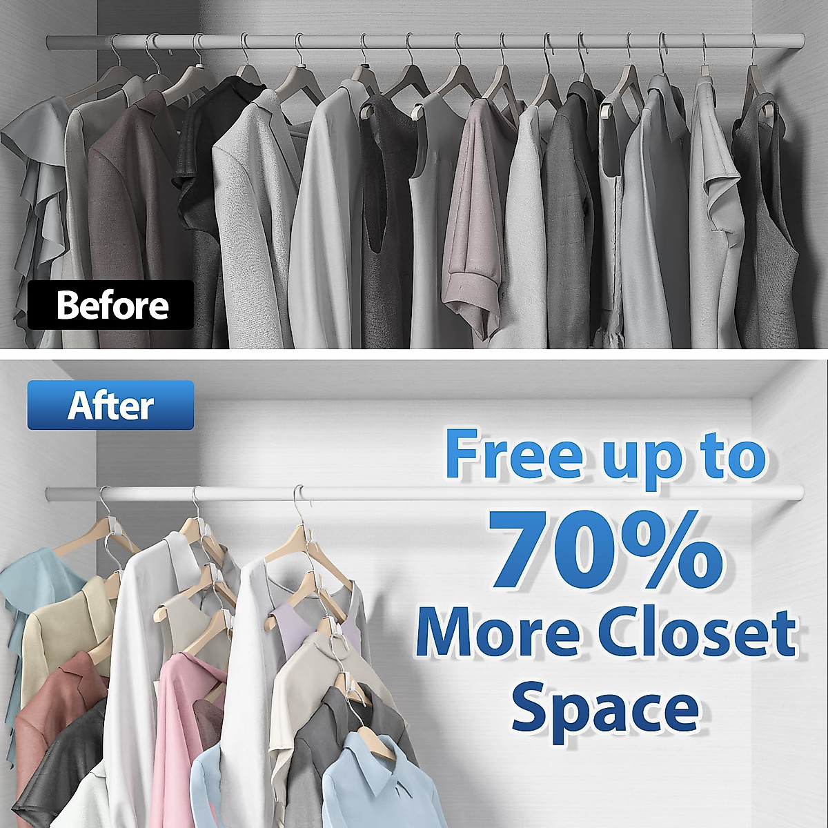 EastLink 18 Pcs Space Saving Hanger Hooks, Metal Heavy Duty Clothes Hanger Connector Hooks, Shark Shape Closet Space Saver, Free Up to 3X More Space, Fit Most Types of Clothes Hangers