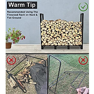 Koutemie 4Ft Outdoor Firewood Rack Holder for Fireplace Wood Storage, Adjustable Fire Log Stacker Stand, Black