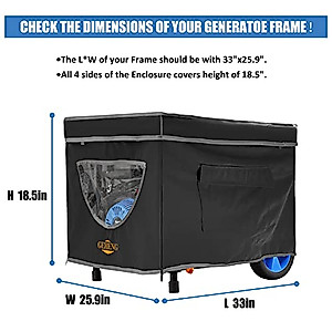 GEHENG Generator Covers While Running,100% Waterproof Generator Cover, With Stand, Extra Heavy Duty 600D Polyester Tarp, Tear Resistant, 33"x25.9 "x18.5", black.