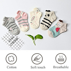 Artfasion Kids Cotton Ankle Animal Socks - Cute Cartoon Crew Socks Soft Funny Childs Socks Breathable Toddler Sock for 8-11 Years Girls