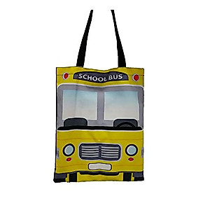 STARTERY Cotton Blend Canvas Tote Shoulder Bag Recycle Womens Handbags with Yellow Buses