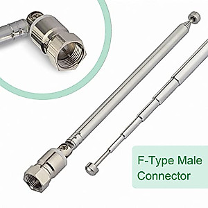 Superbat FM Telescopic Antenna Kit 75 Unbal F Type Connector DAB Radio Replacement Antenna for TV AM FM Radio Stereo Receiver Bose Wave Radio etc.