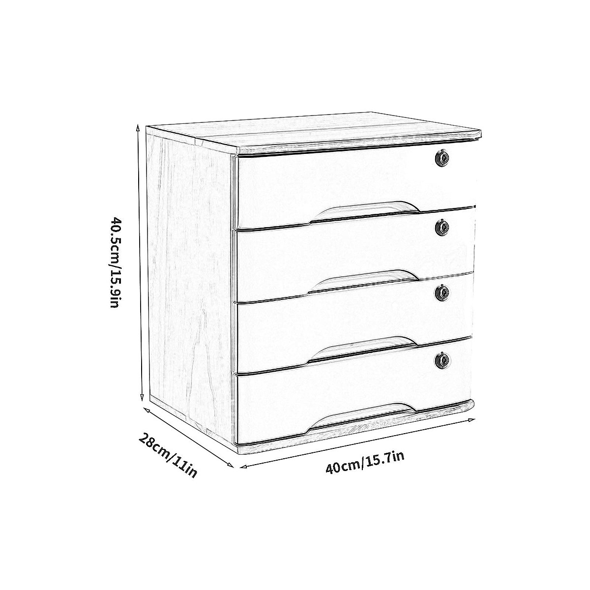 YUZDNM Desktop Storage Box with Drawers - Desktop File Cabinet, with Lockable Drawers Wooden Desktop Storage Box, Office Supplies A4 File Organizer, 4 Tier Flat File Cabinet (Color : A)