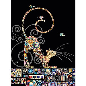 cat Stretch Boho Cross Stitch Kits- Counted Cross Stitch Pack Stamped Cross-Stitch Needlepoint Counted Kits Beginners,Embroidery Kit Arts and Crafts for Home Decor/8x12 inch