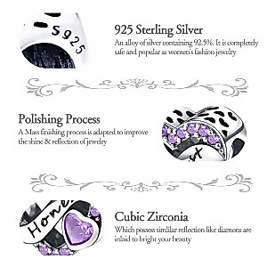 GOINEVA Birthstone Charms for Bracelet Necklace 925 Sterling Silver Love Heart Charms Happy Birthday Charms for Women Jewelry Gift（February）