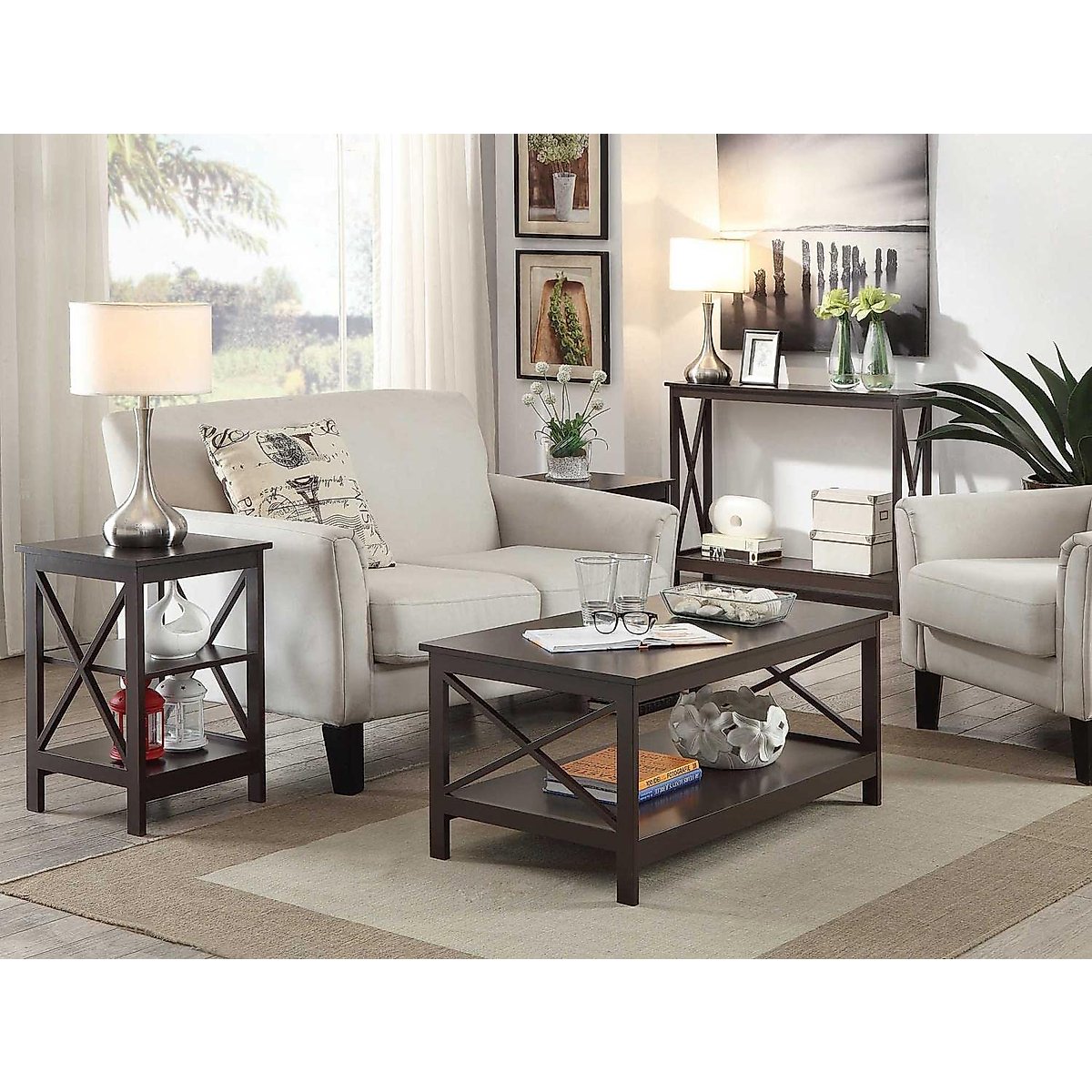 Convenience Concepts Oxford Console Table with Shelf, Espresso