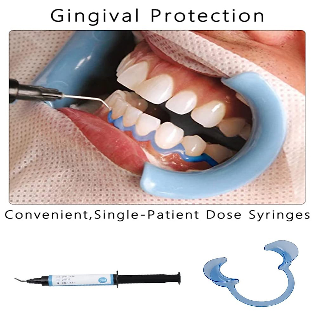 Colilove 10 Pcs 3ml Gingival Barrier Protection Gel Gum Dam Protector Gel Tip Teeth Whitening Kit with 10Pcs Cheek Lip Retractor Mouth Opener