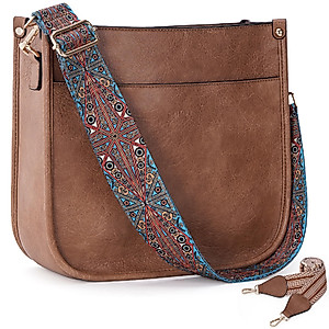 Caitina Crossbody Bag For Women Vegan Leather Hobo Handbag Designer Crossbody Purses Bucket Bag For Women with 2PCS Adjustable Strap(Beige)