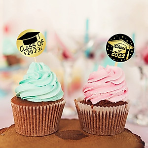 2023 Graduation Stickers, 240 Pieces Class of 2023 Grad Circle Stickers, Graduation Envelope Seals Candy Label Stickers (12 Design) - Black Gold