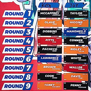 Fantasy Football Draft Board 2023-2024 Kit, 580 Player Labels, 6 Feet x 4 Feet Board(14 Teams 20 Rounds), 2023 Top Rookie, Blank Label