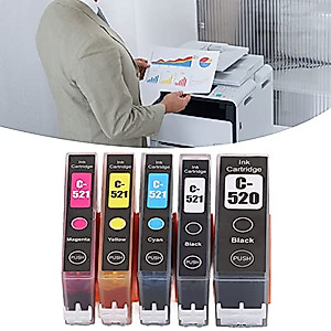 Fafeicy Ink Cartridge ABS Printing Ink Cartridge Standard Size 5% Coverage for PIXMA IP3600 IP4600 IP4700 MX860 Printer (BK BK C M Y 5 Colors)