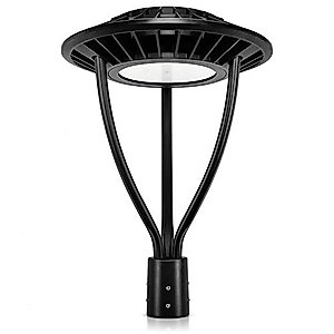OPENLUX Led Post Top Light 80W DLC ETL Listed 11,200Lm 5000K Daylight IP65 Waterproof LED Post Top Outdoor Circular Area Pole Light [350W Equivalent] for Garden Yard Street Lighting